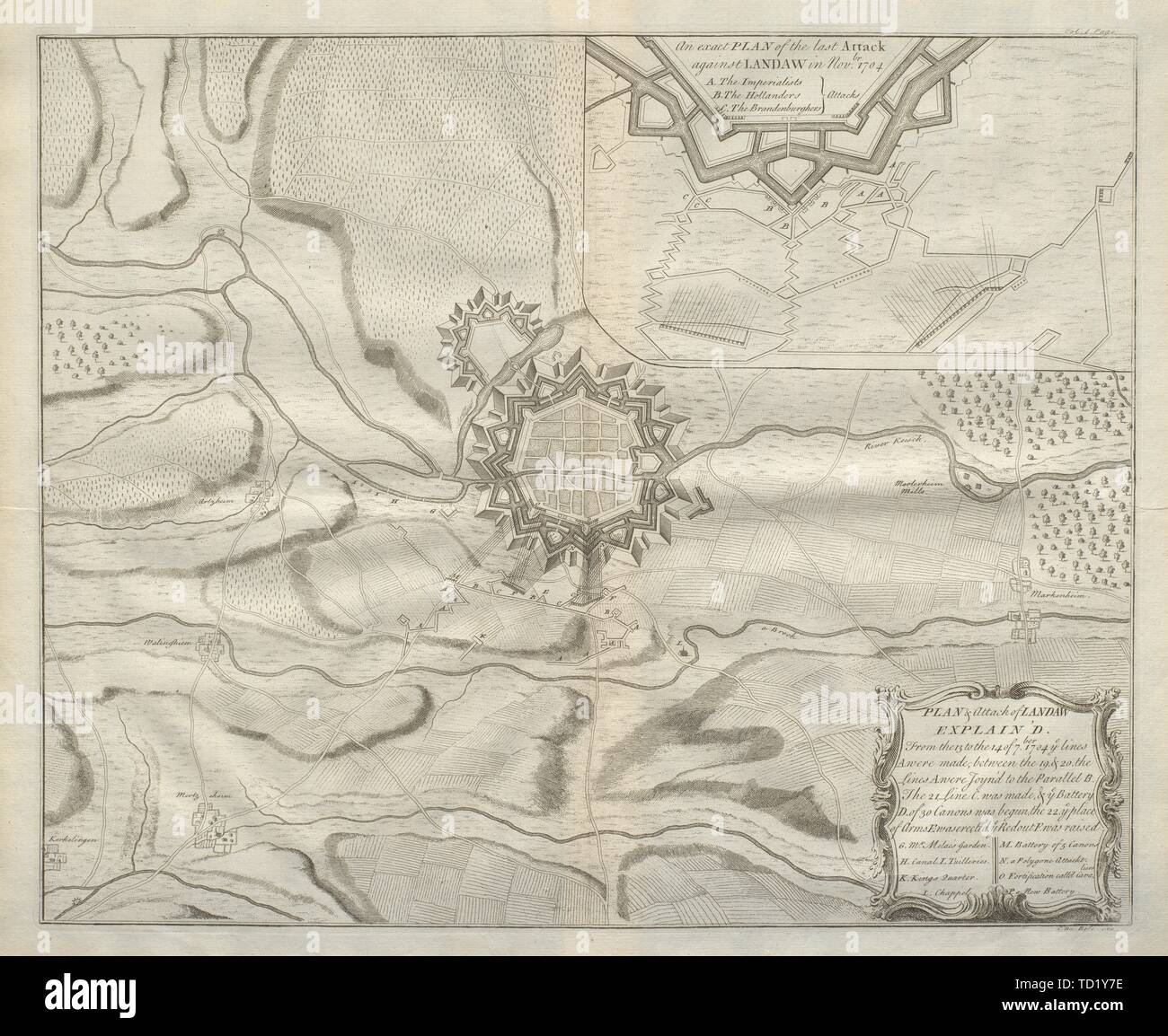 Plan of attack of Landaw. Landau, Rhineland-Palatinate, 1704. DU BOSC ...