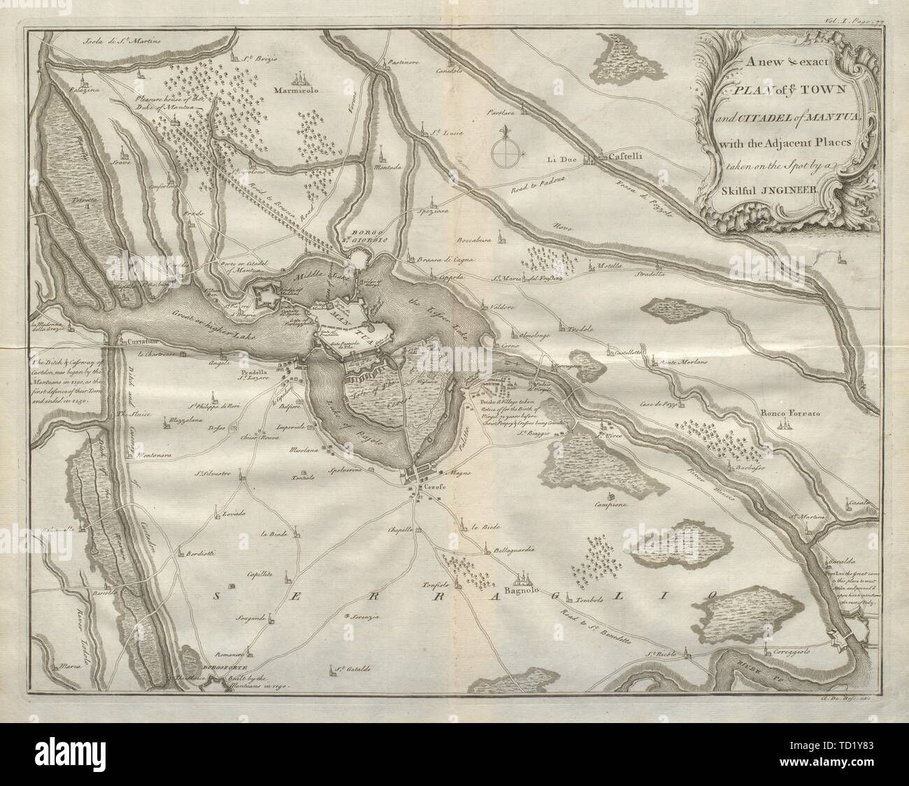 A new & exact Plan of ye Town and Citadel of Mantua. Italy. DU BOSC ...