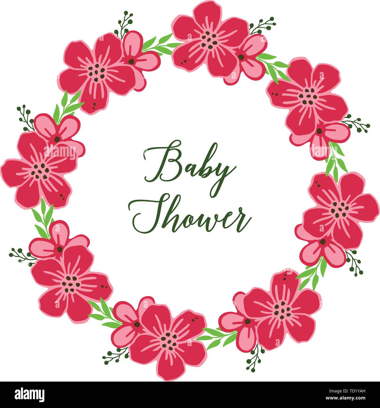 Vector illustration shape of card baby shower with art pink flower ...