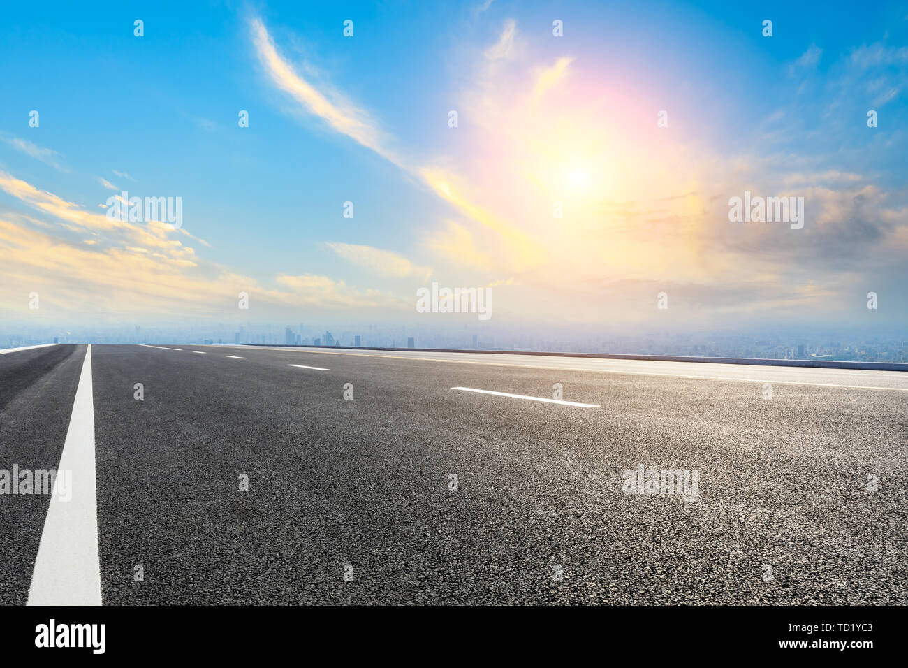 Empty highway road and modern city skyline in Shanghai,China Stock ...