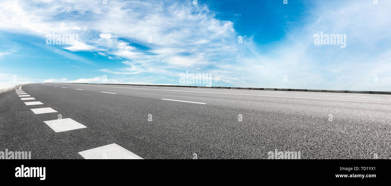 Empty highway road and sky clouds landscape,panoramic view Stock Photo ...