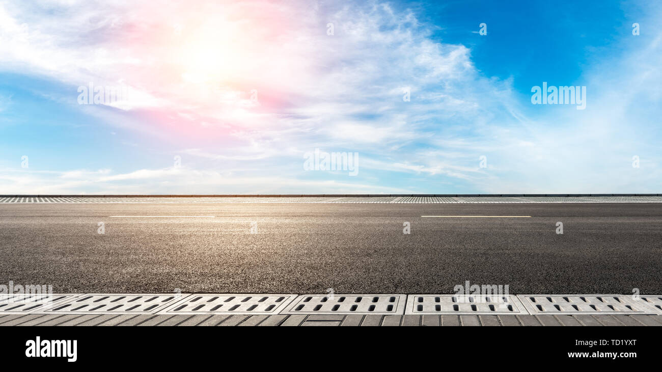 Empty highway road and sky clouds landscape,panoramic view Stock Photo ...