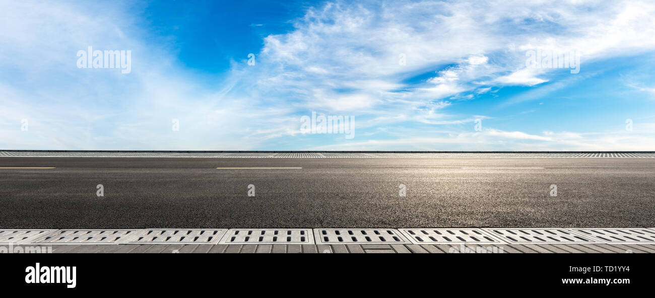 Empty highway road and sky clouds landscape,panoramic view Stock Photo ...