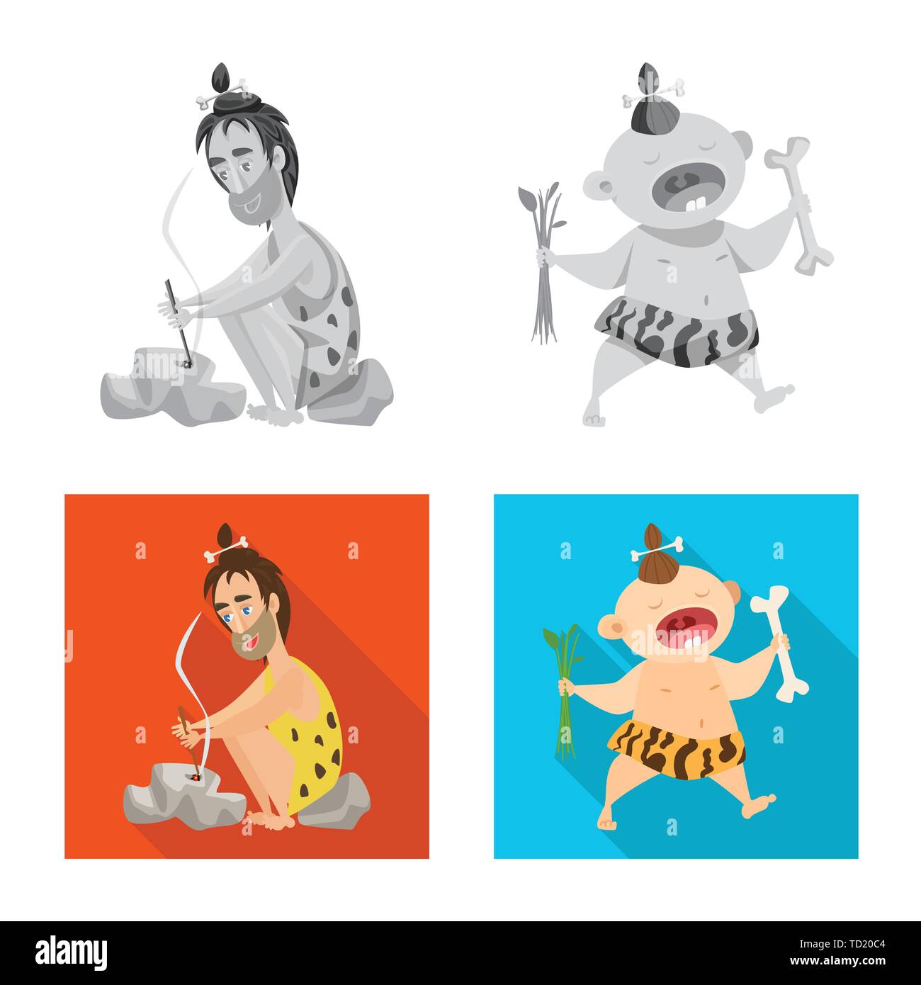 Vector illustration of evolution and prehistory logo. Set of evolution ...