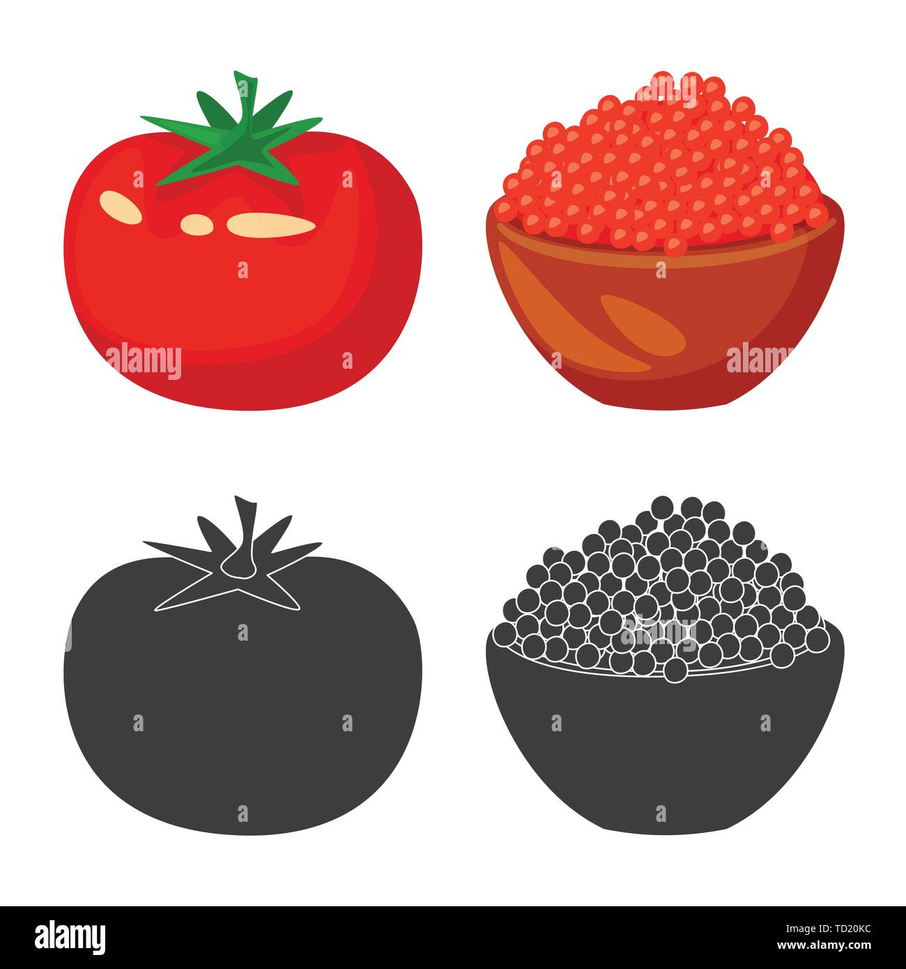 Vector illustration of taste and product sign. Set of taste and cooking ...