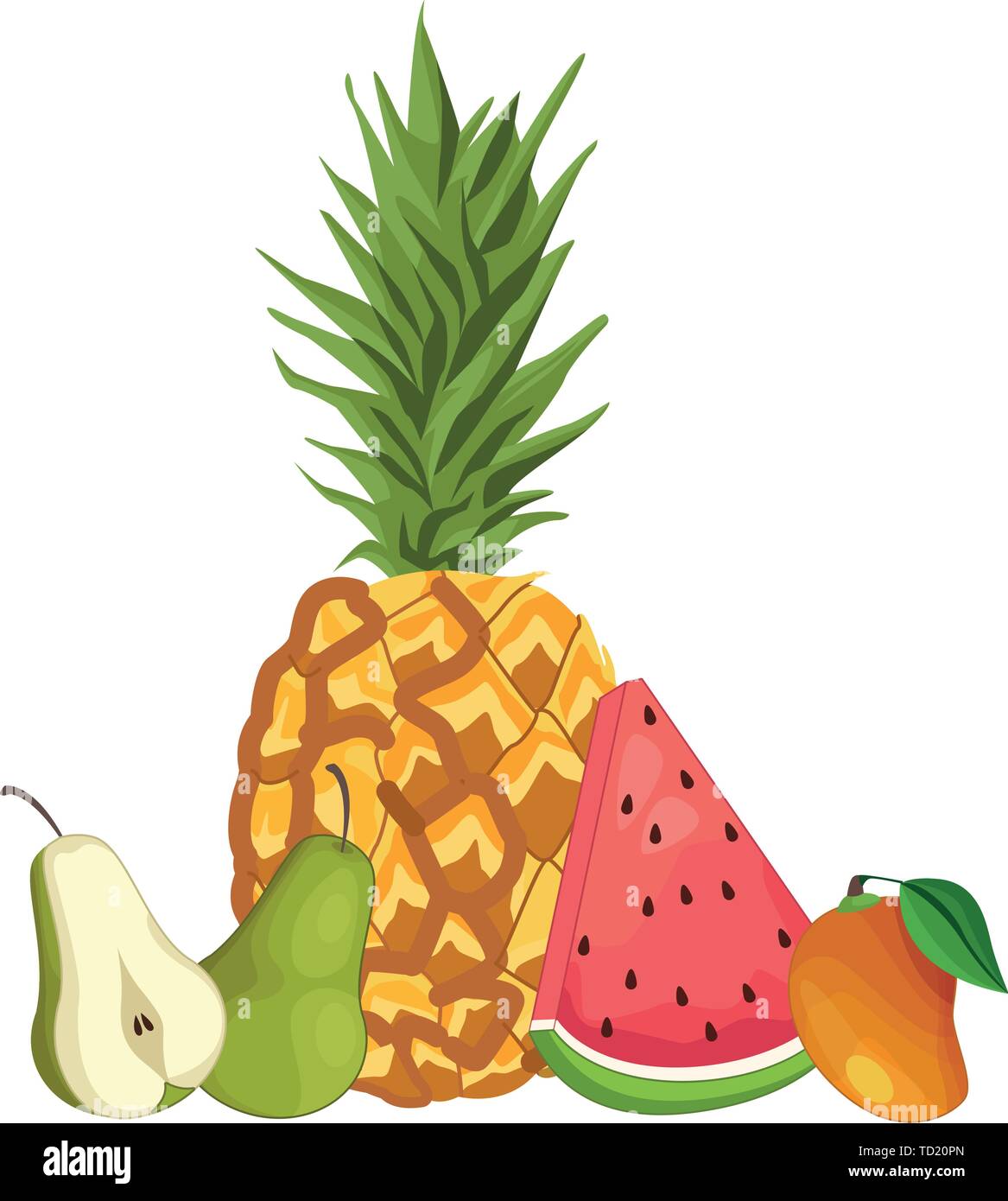 Cartoon Sweet Pineapple Tropical Fruit High Resolution Stock ...