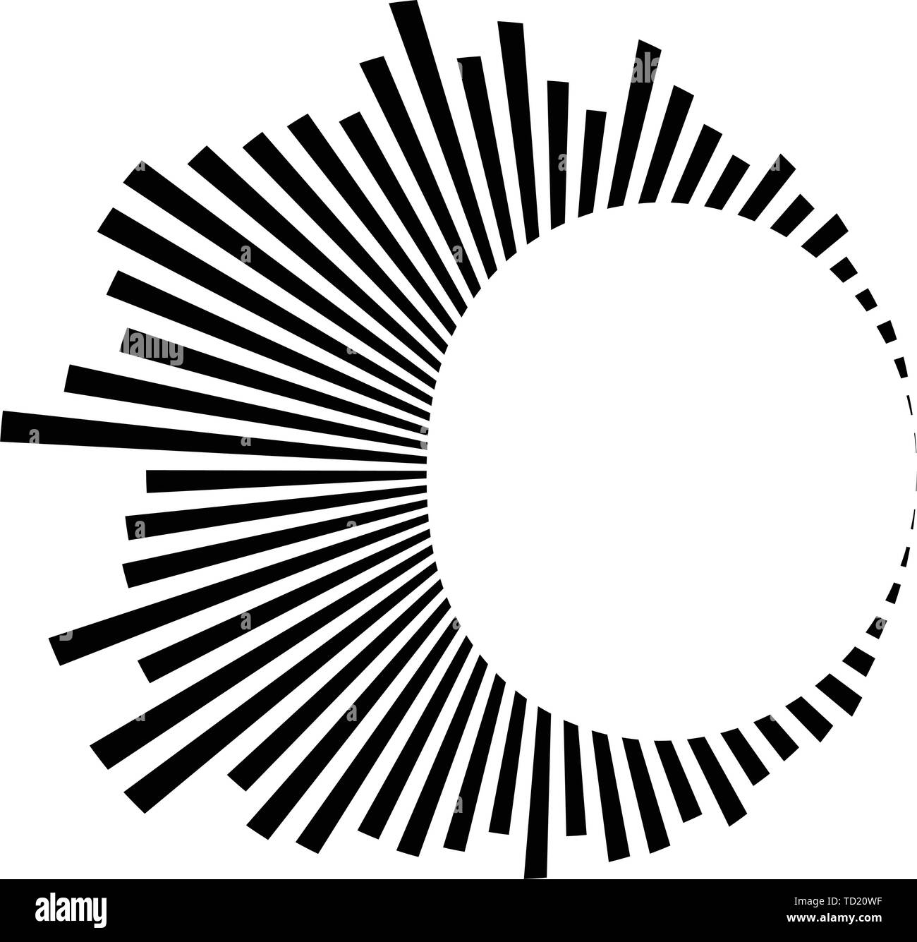 Radial, radiating element. Concentric, centripetal abstract design ...