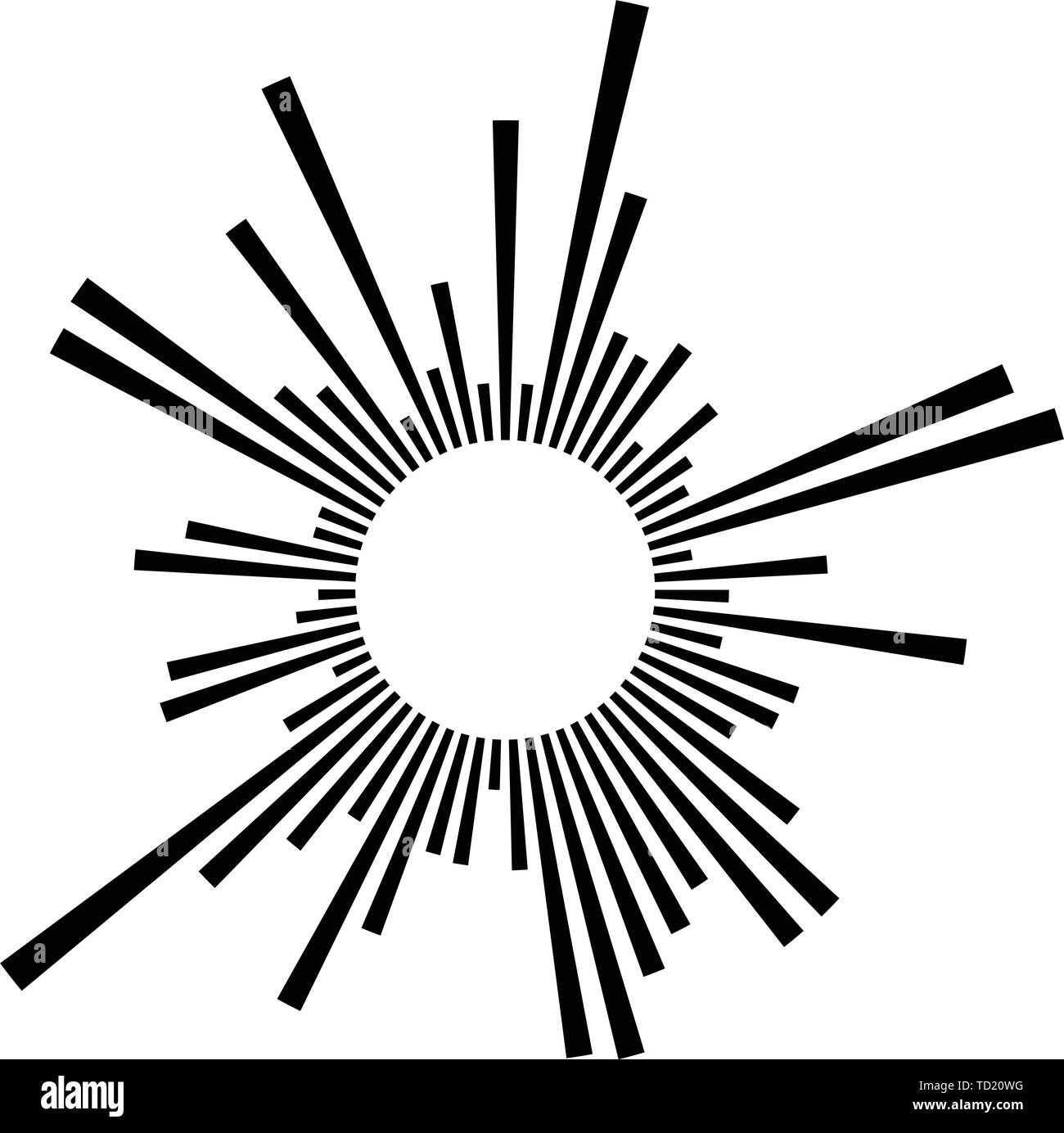 Radial, radiating element. Concentric, centripetal abstract design ...