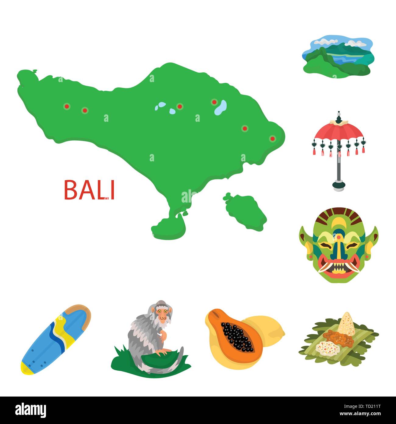 Vector illustration of bali and indonesia icon. Set of bali and ...