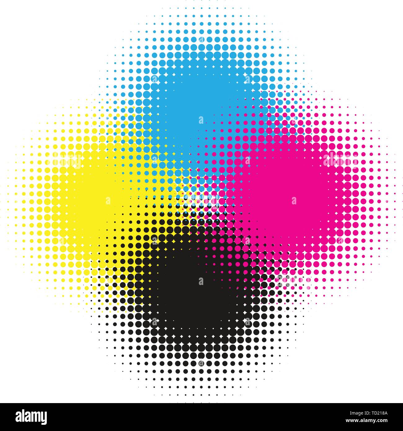 CMYK halftone element faded. CYMK color prints separation halftones ... CMYK halftone element faded. CYMK color prints separation halftones ...