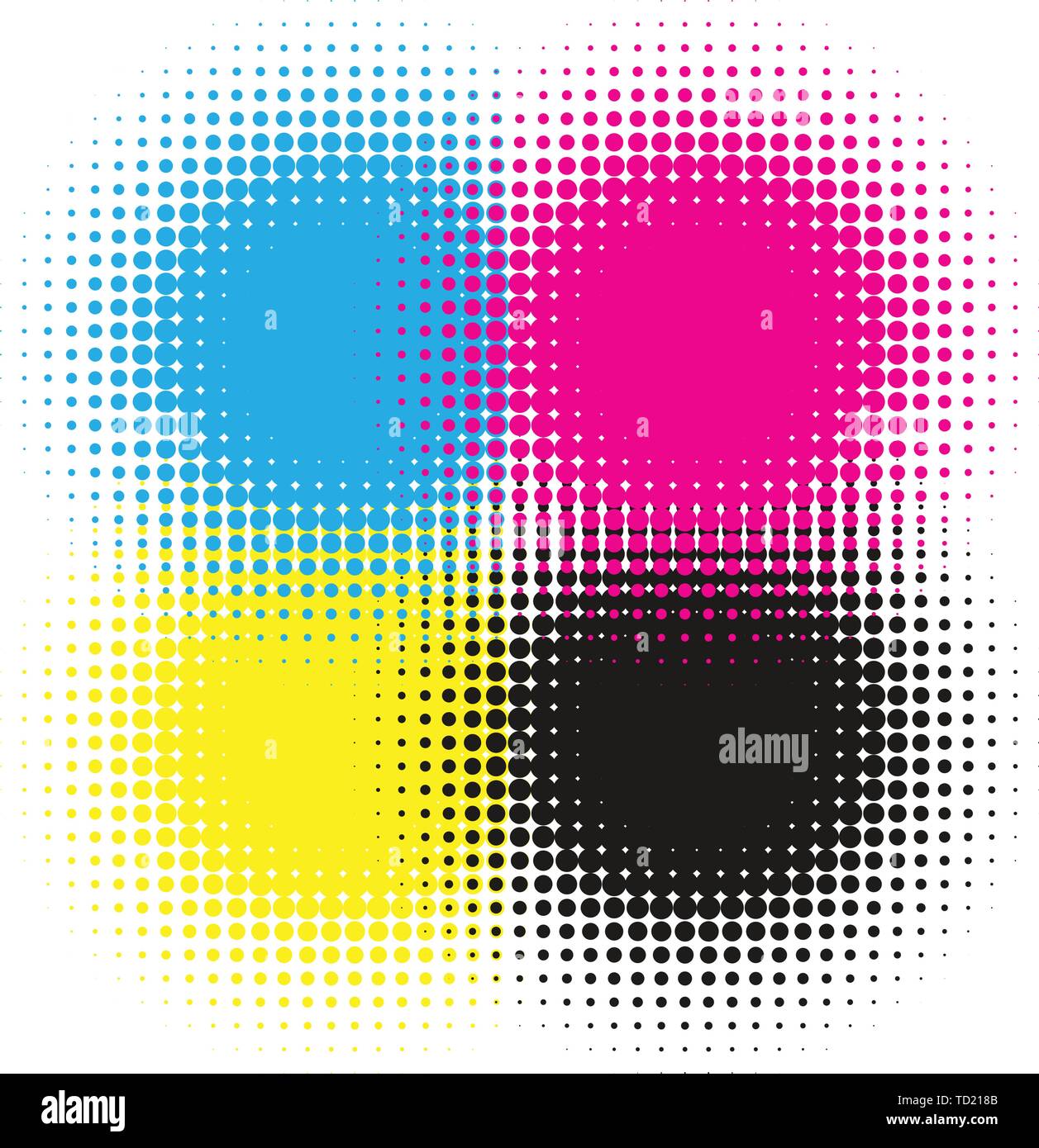 CMYK halftone element faded. CYMK color prints separation halftones ...