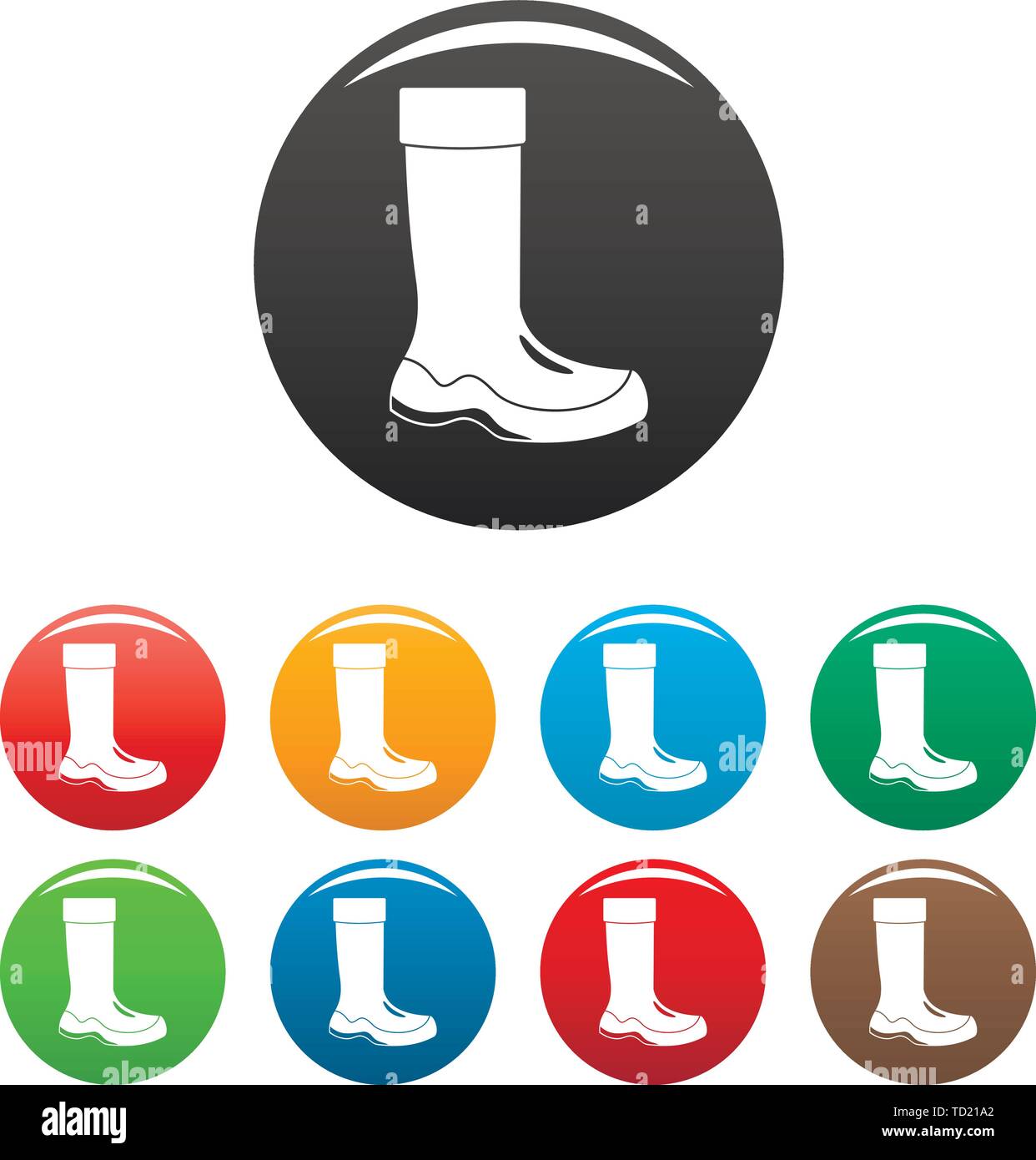 Rubber boots icons set 9 color vector isolated on white for any design ...