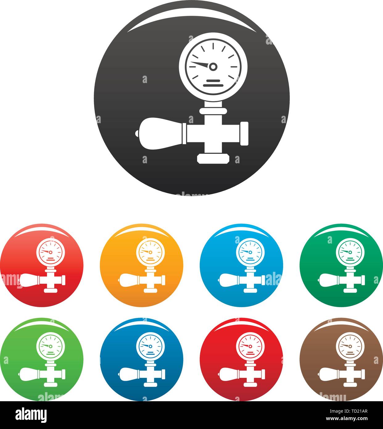 Welding gas pressure monitor icons set 9 color vector isolated on white ...