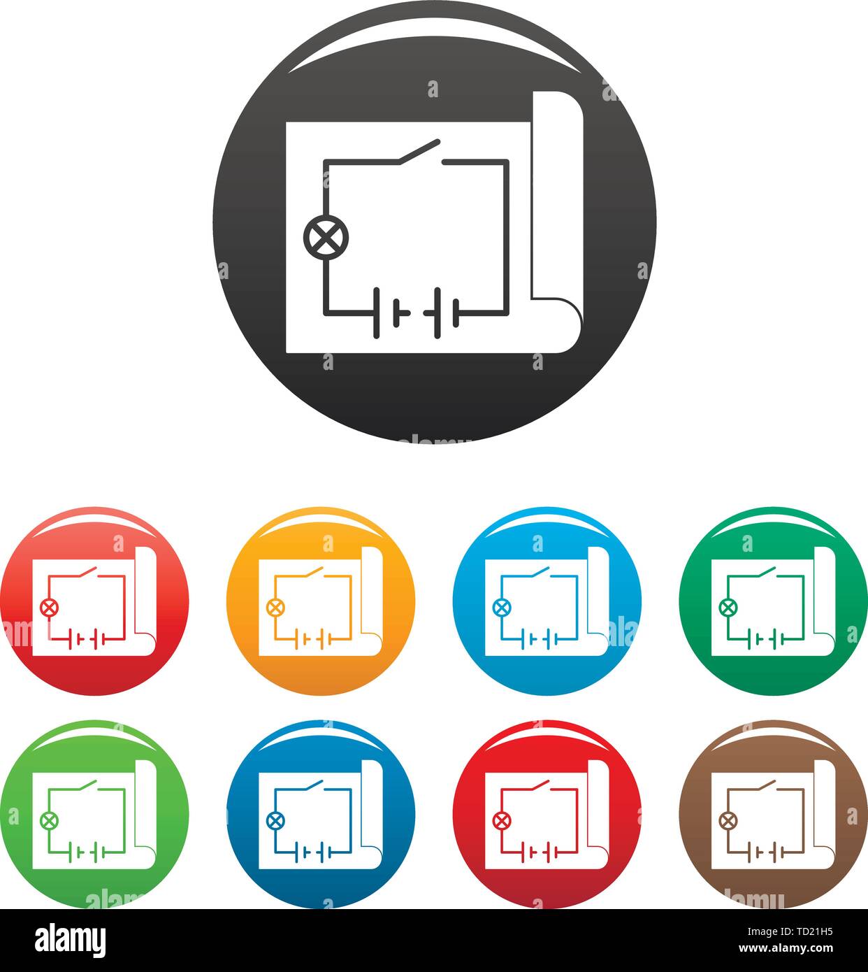 Electric scheme icons set 9 color vector isolated on white for any ...