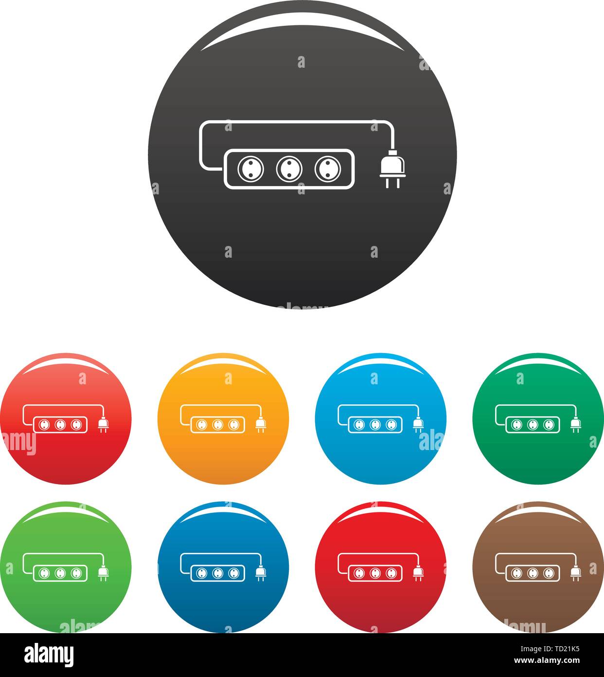 Extension cord icons set 9 color vector isolated on white for any ...