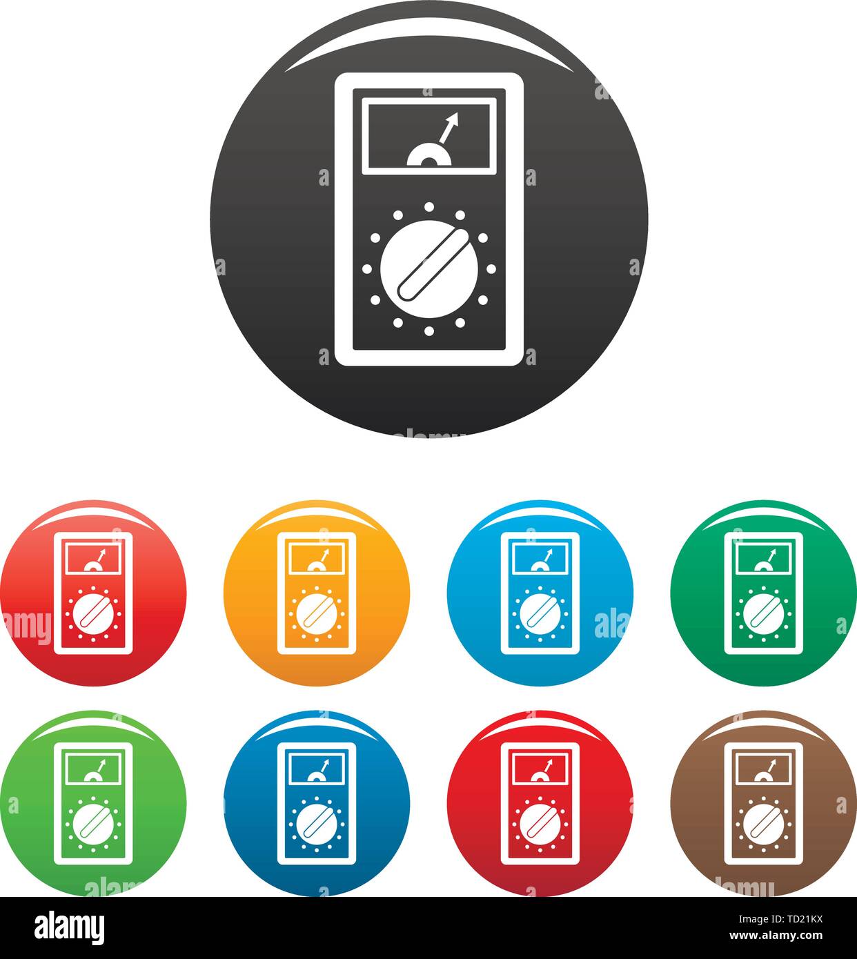 Analog multimeter icons set 9 color vector isolated on white for any ...