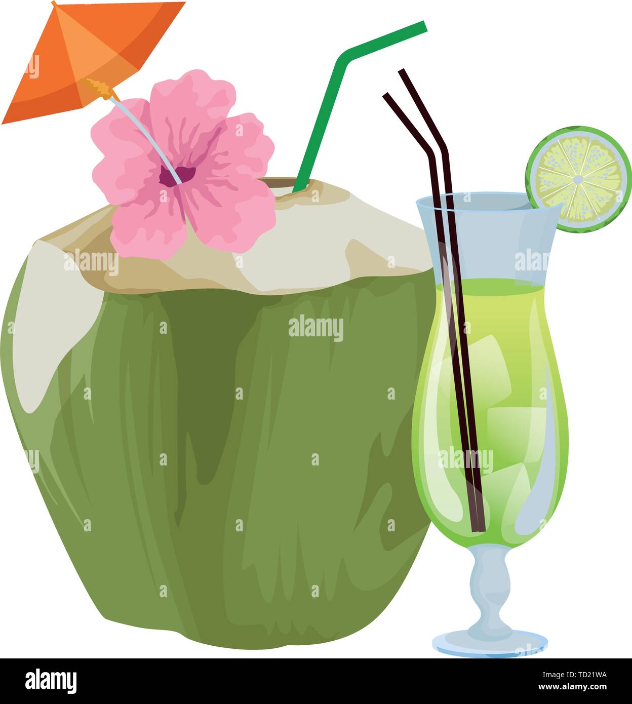 Tropical fruit cocktail icon cartoon Stock Vector Image & Art - Alamy