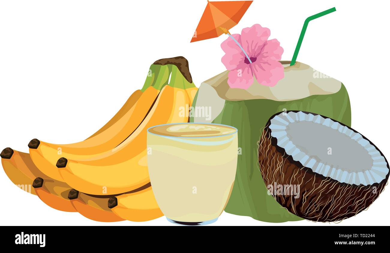 tropical fruit and smoothie drink Stock Vector Image & Art - Alamy