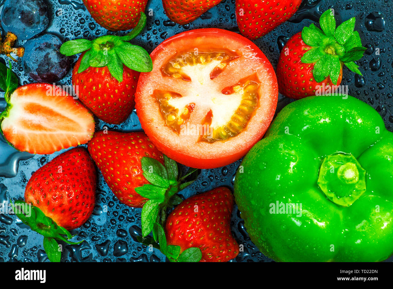 Strawberries, fruits and vegetables Stock Photo - Alamy