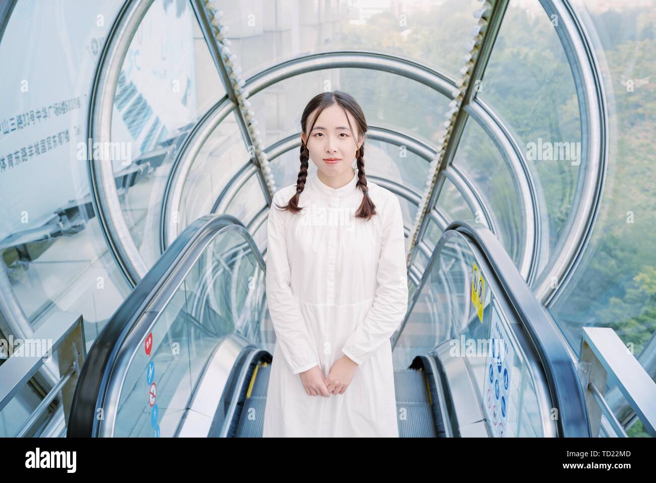 Time machine freehand girl portrait Stock Photo - Alamy