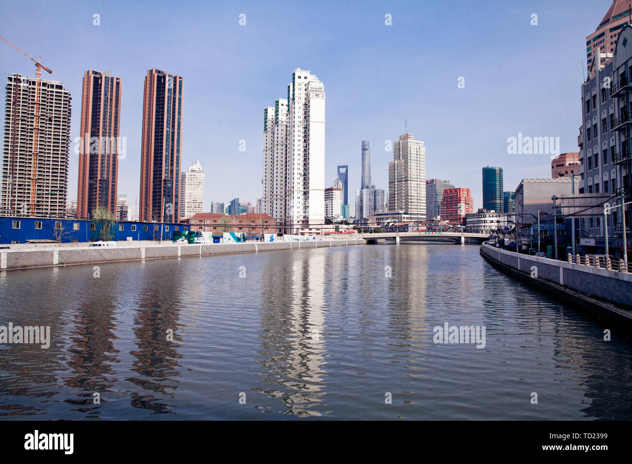 Architectural community, lake view room, high-rise building Stock Photo ...