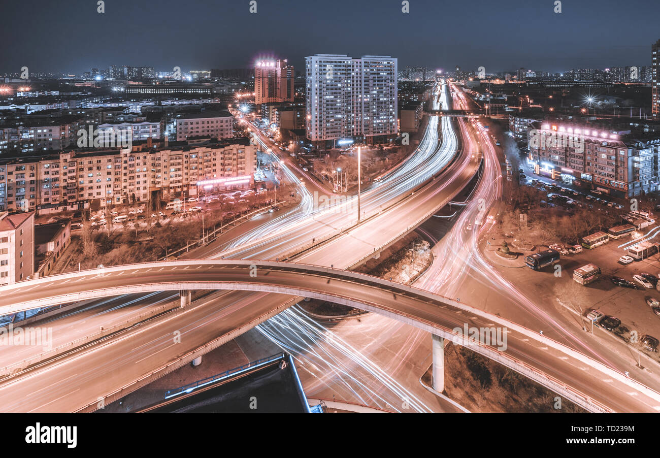 Night View of the City of Nangang District, Harbin Stock Photo - Alamy