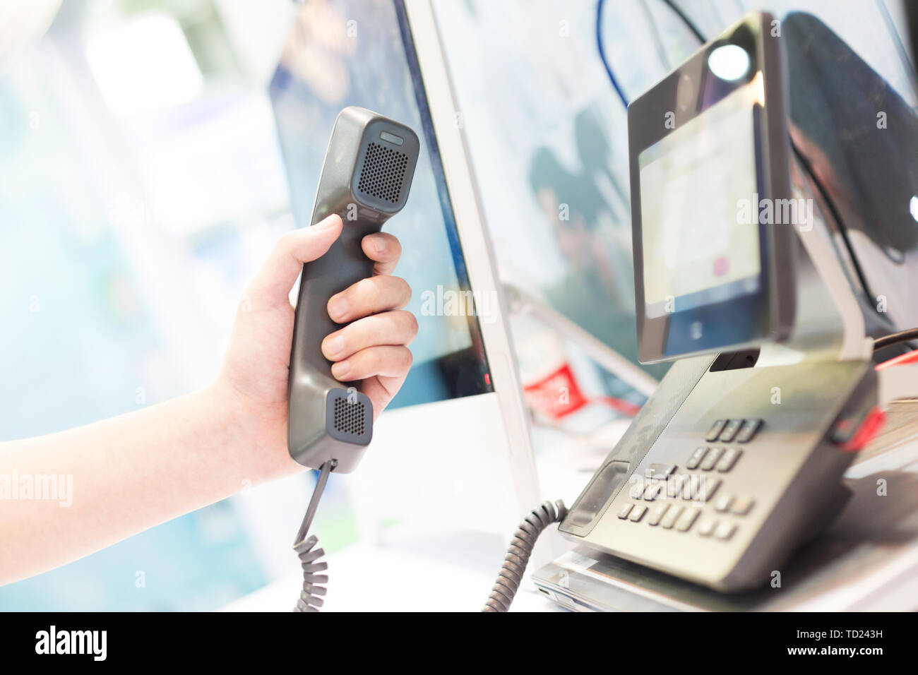 Hand using ophone on photography Stock Photo - Alamy