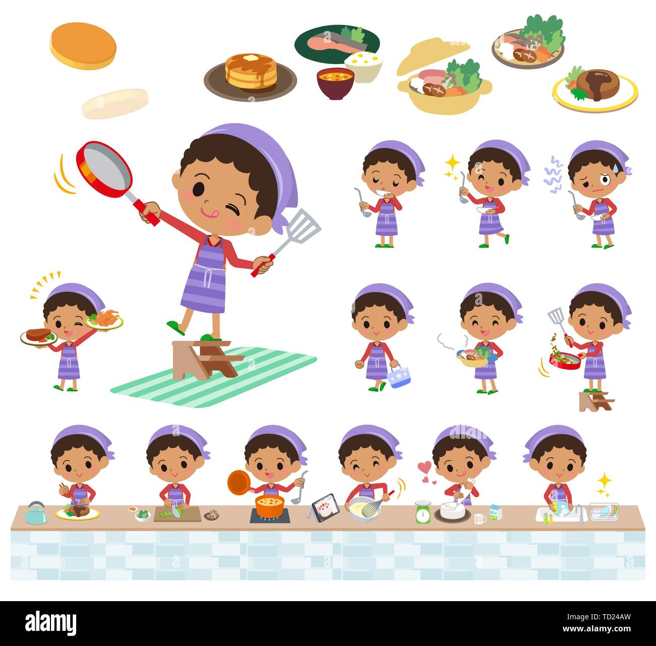 A set of boy about cooking.There are actions that are cooking in ...