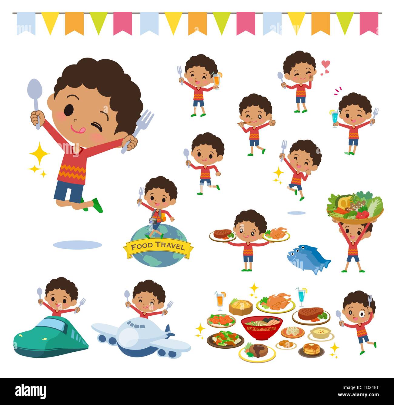A set of boy on food events.There are actions that have a fork and a ...