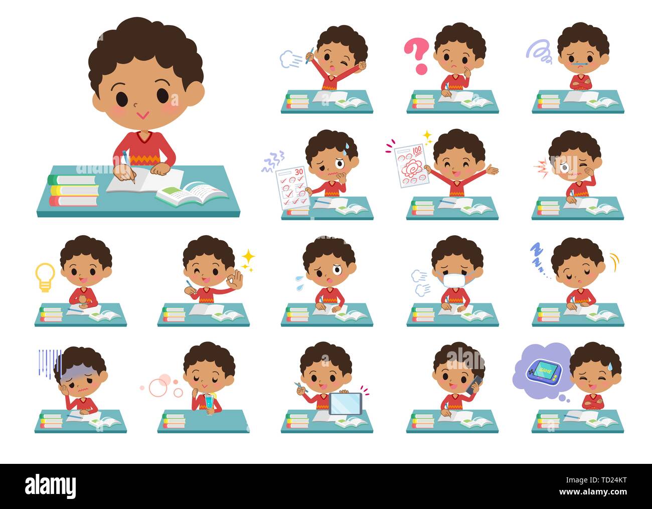 A set of boy on study.There are various emotions and actions.It's ...
