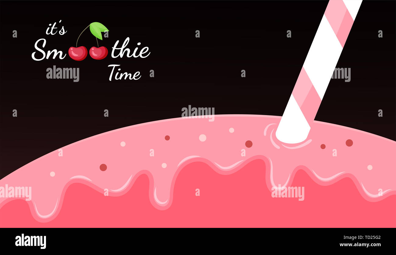 Red cherry smoothie vitamin drink illustration. Tasty natural berry ...