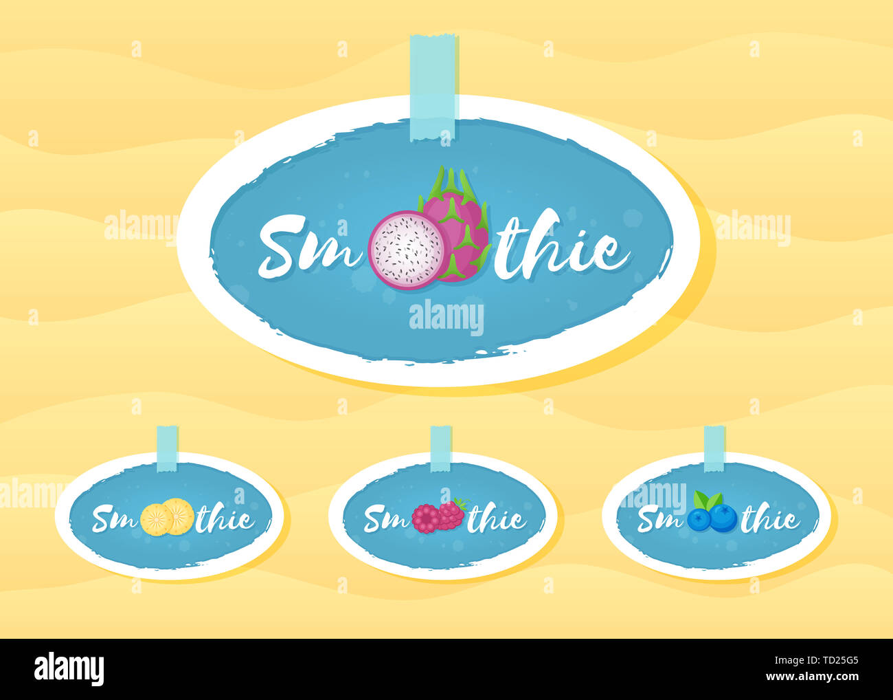 Smoothie fruit cocktail label collection illustration. Sign Smoothie on ...