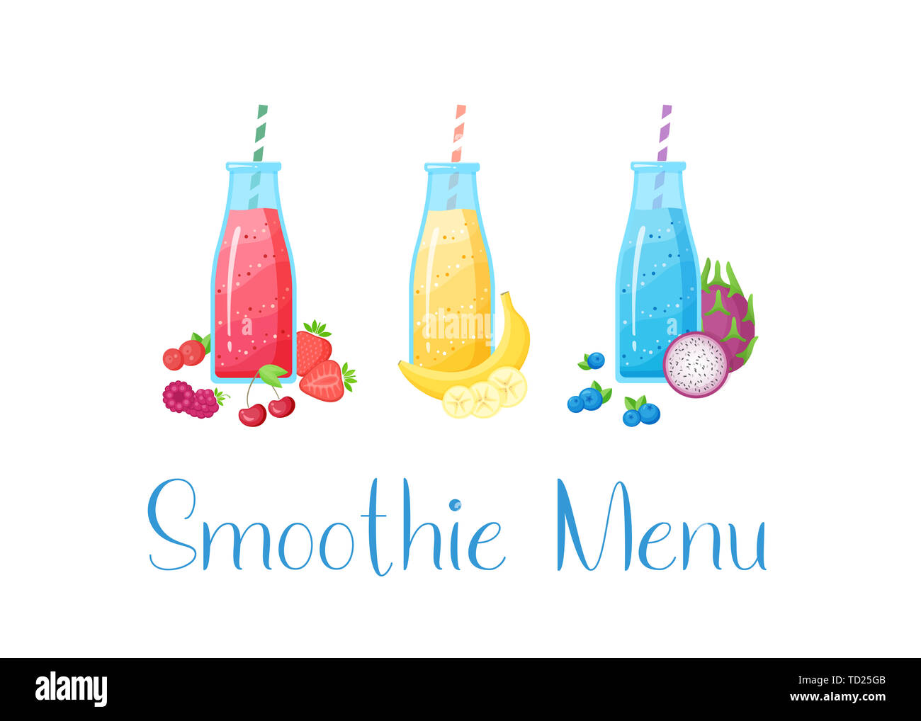 Vegeterian smoothie shake cocktail collection illustration. Set of ...