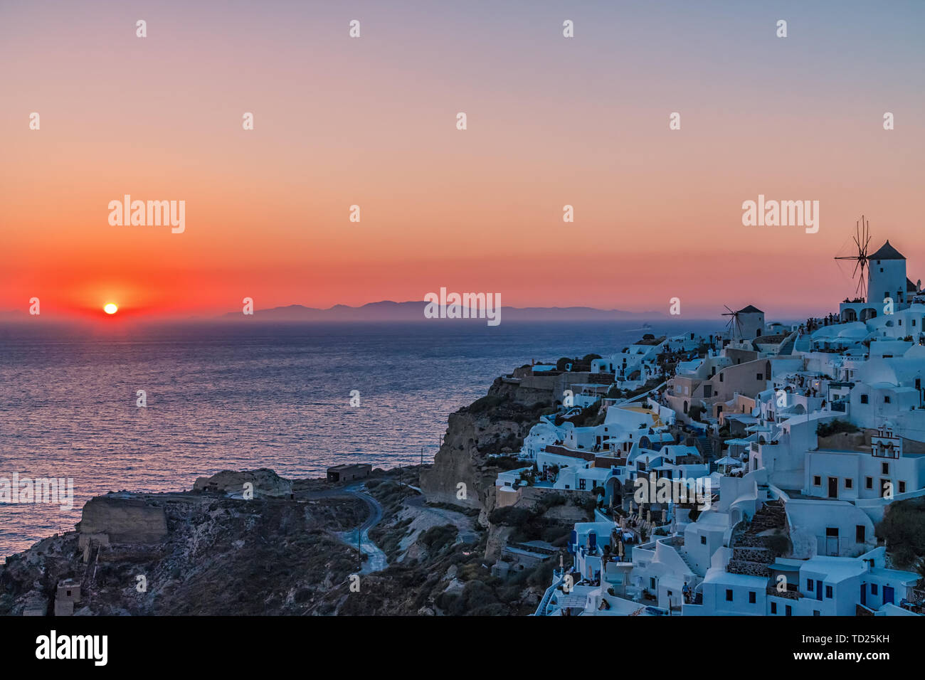 Santorini sunset dome hi-res stock photography and images - Alamy