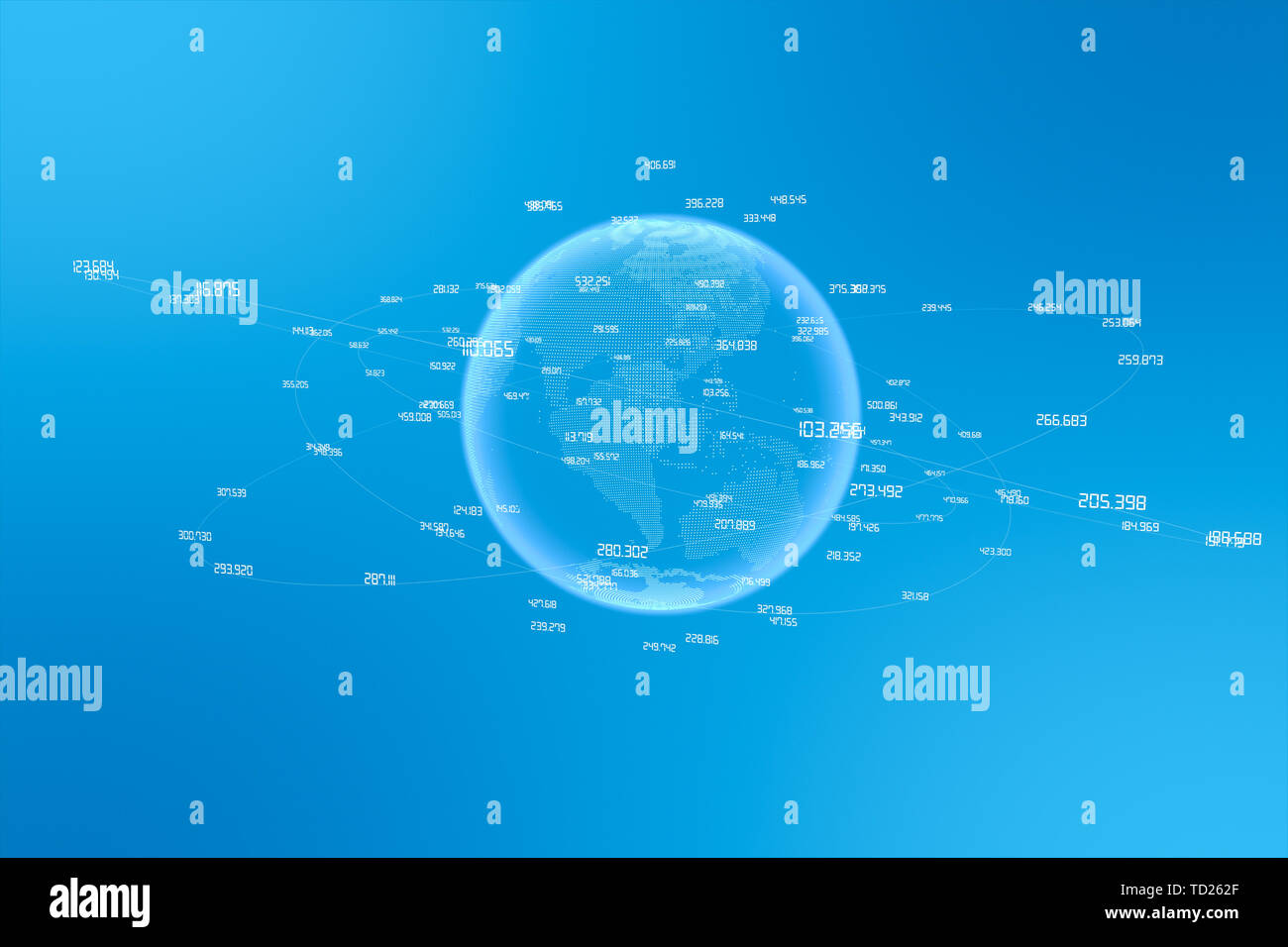 3D rendering, global big data concept light color background Stock ...