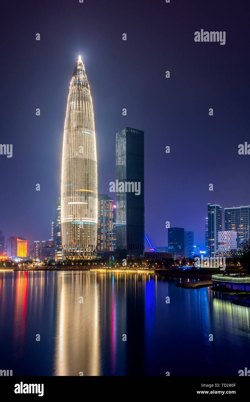 Shenzhen talent park and shenzhen bay with night view hi-res stock ...
