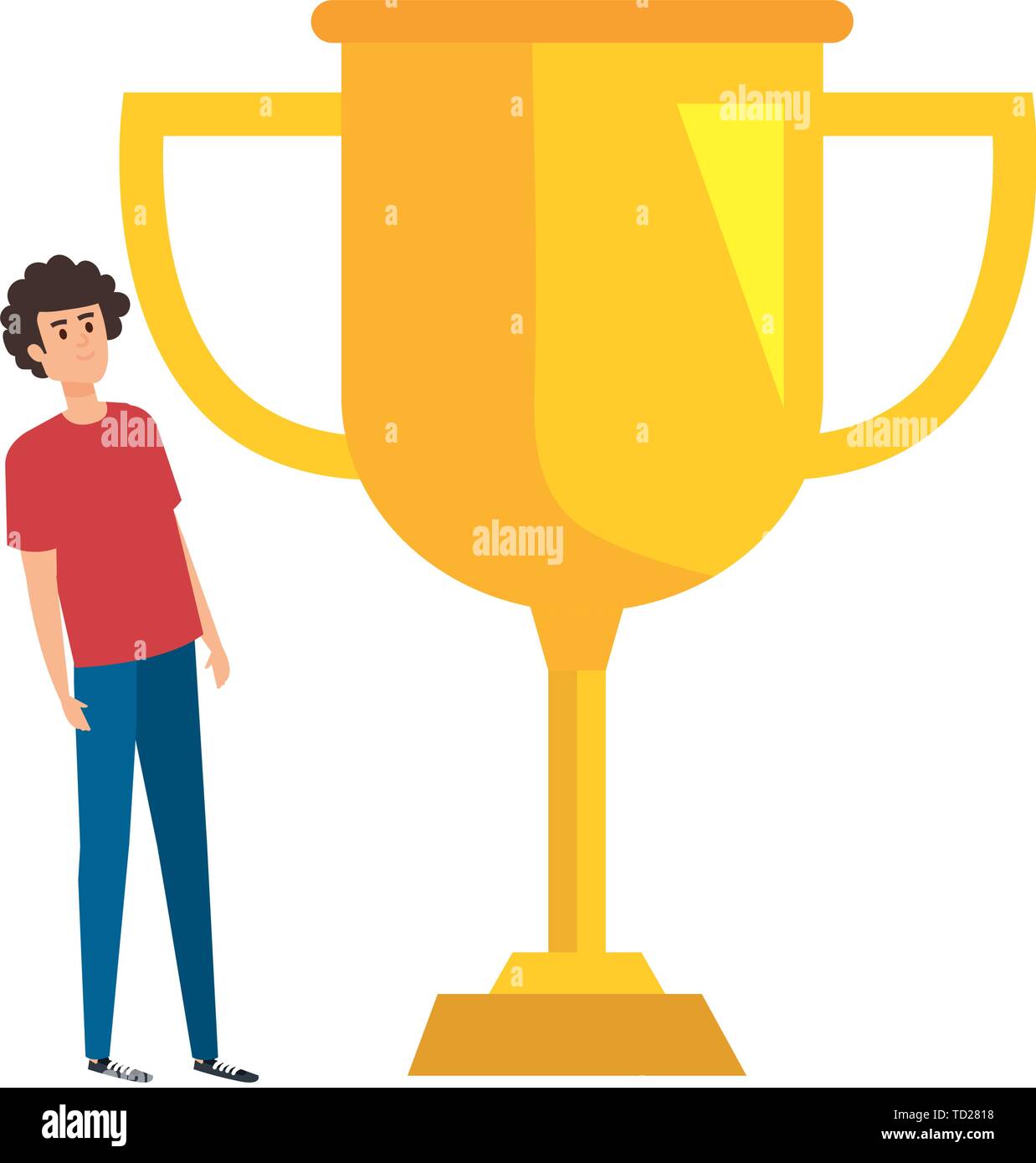 young man lifting trophy cup award Stock Vector Image & Art - Alamy
