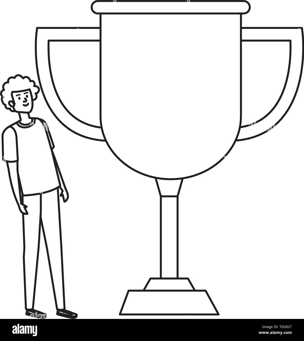 young man lifting trophy cup award Stock Vector Image & Art - Alamy