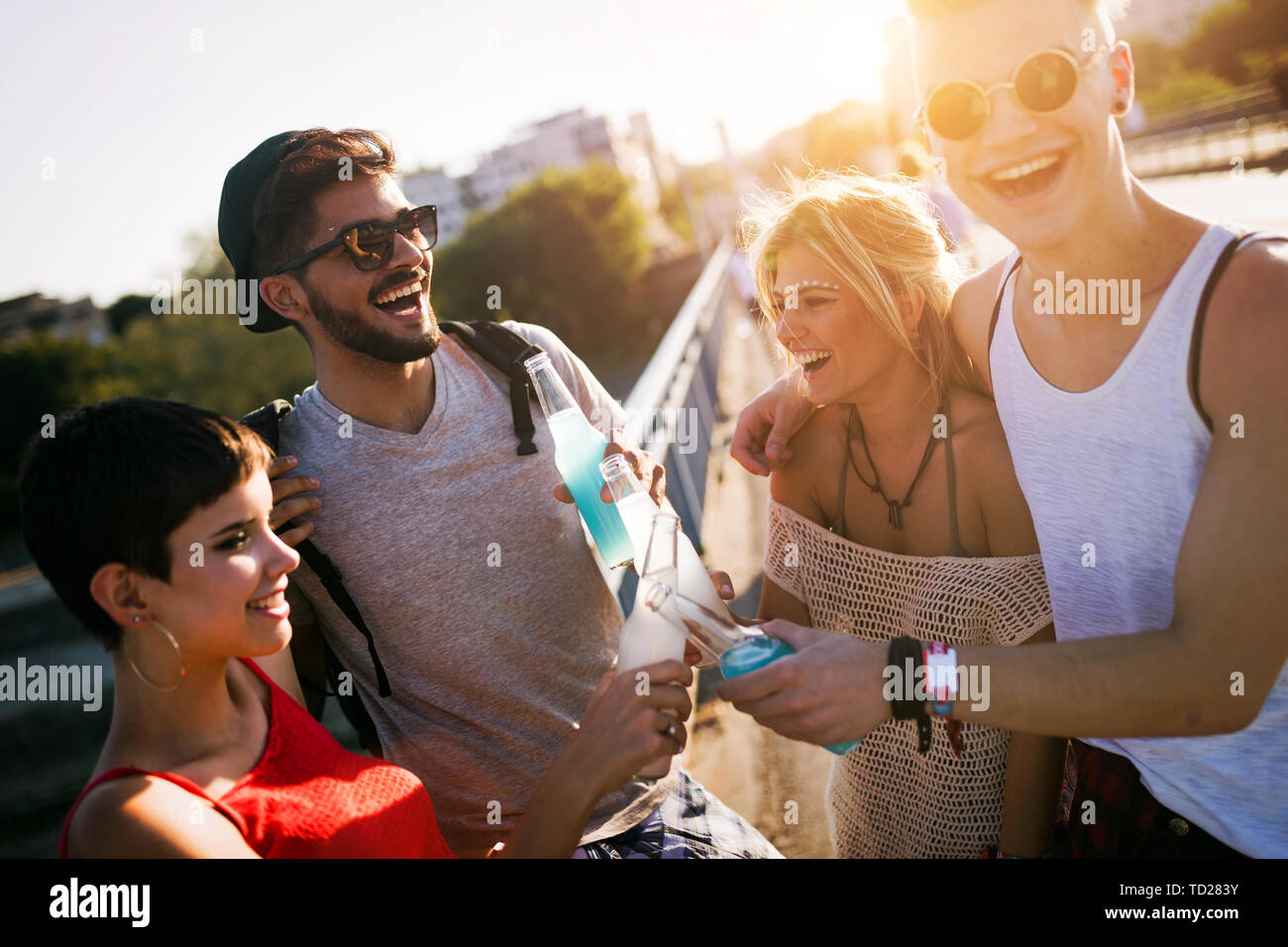 Group of young friends having fun together Stock Photo - Alamy