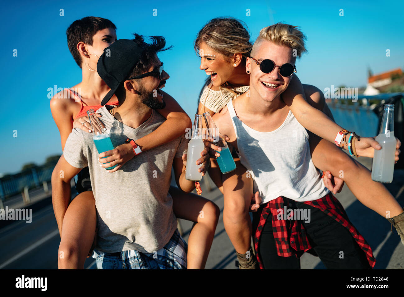 Group of young friends having fun together Stock Photo - Alamy