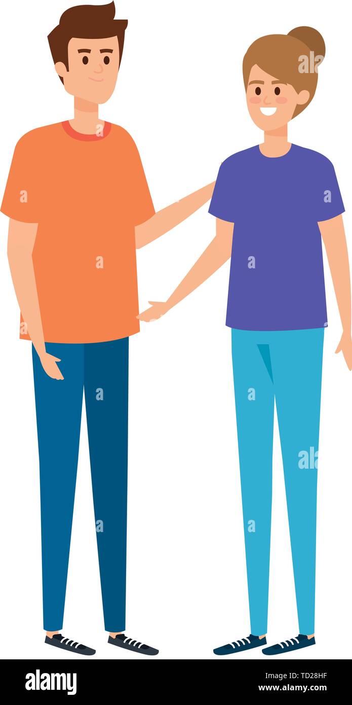 young couple lovers avatars characters Stock Vector Image & Art - Alamy