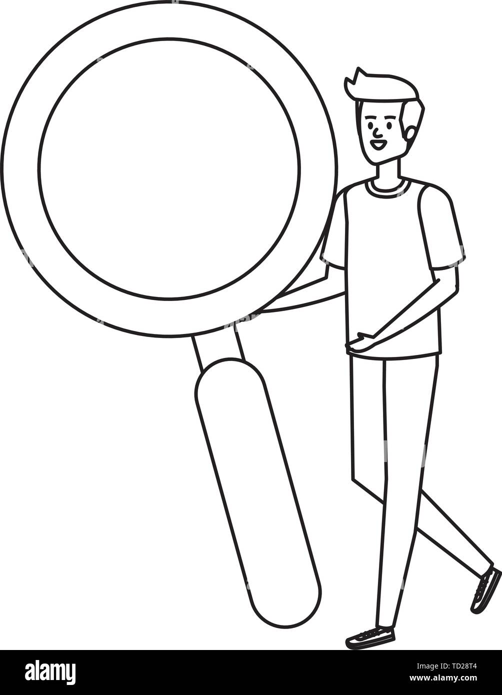 man lifting search magnifying glass Stock Vector Image & Art - Alamy
