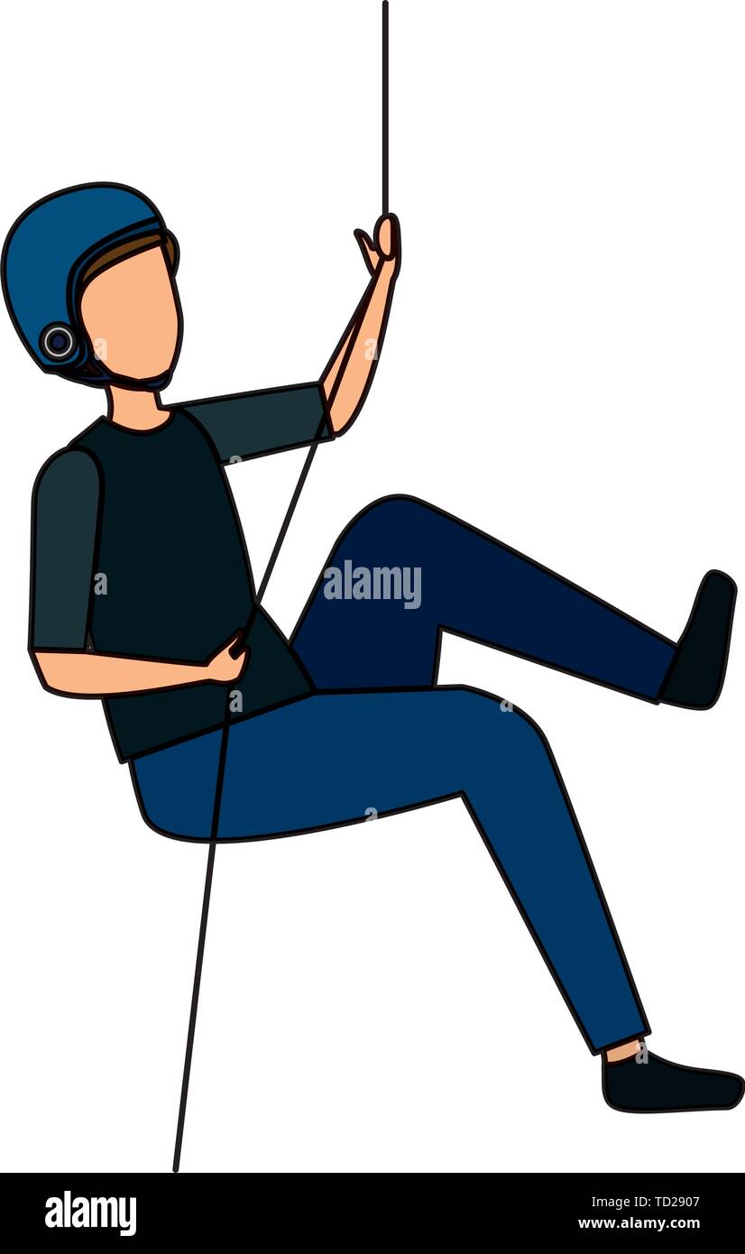 man climbing with rope character Stock Vector Image & Art - Alamy