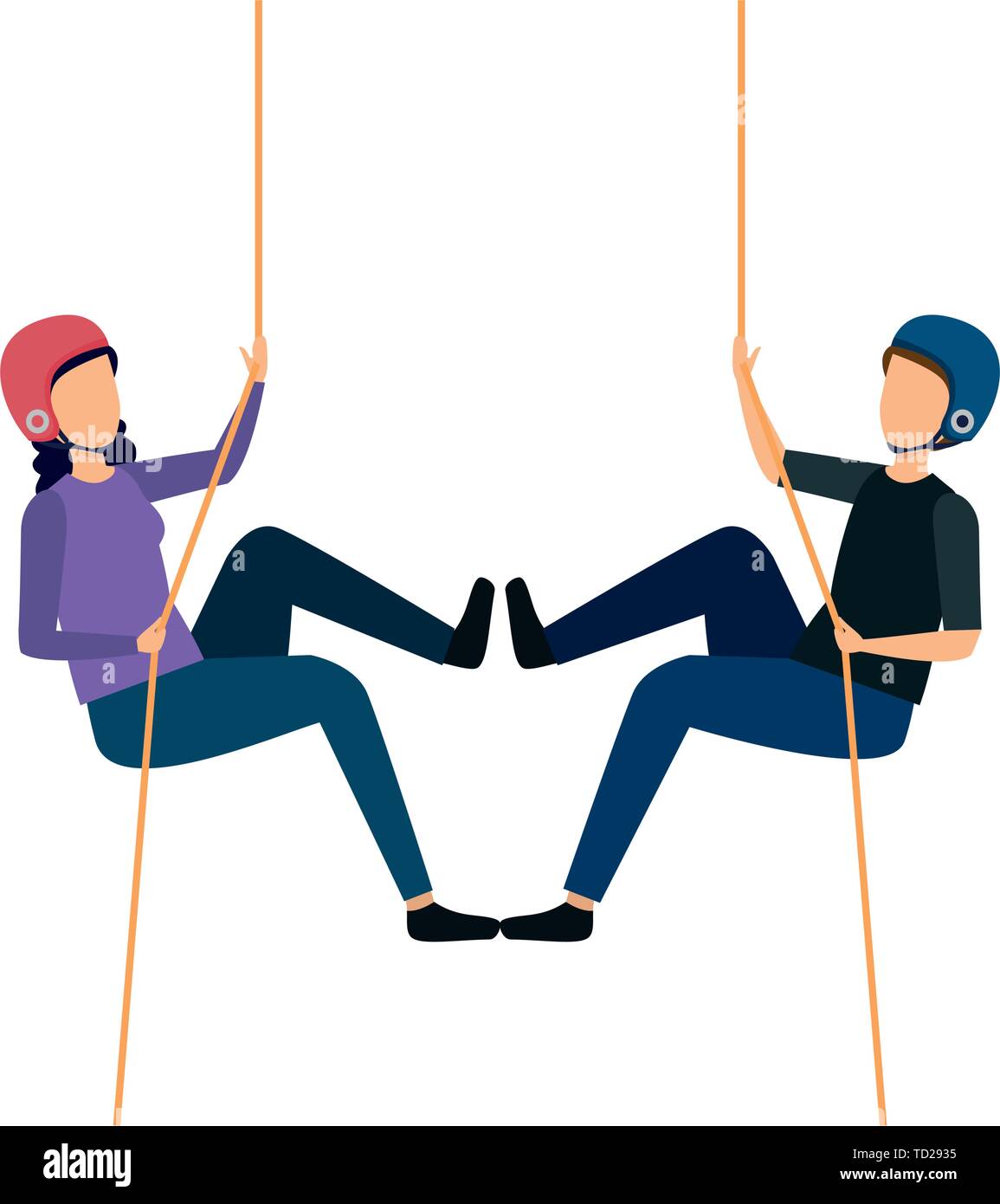young couple climbing with ropes characters Stock Vector Image & Art ...