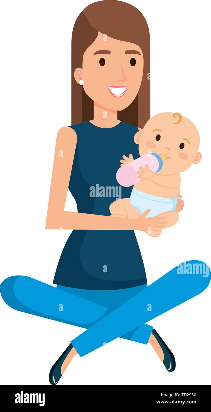 mother lifting little baby character Stock Vector Image & Art - Alamy