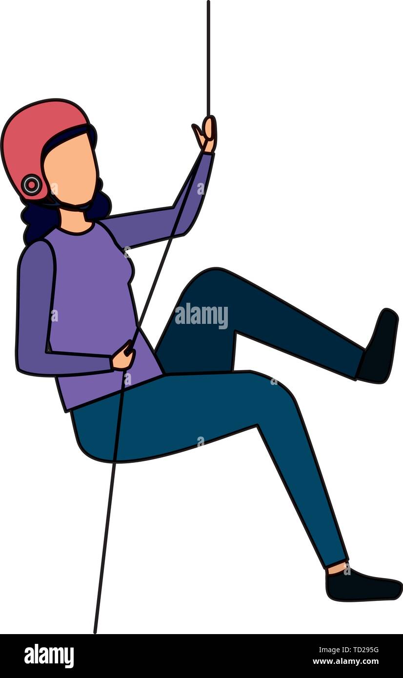 woman climbing with rope character Stock Vector Image & Art - Alamy