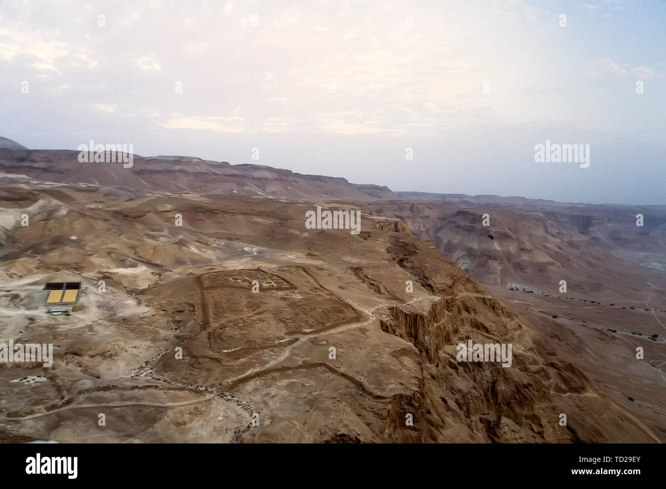 aerial view of the ruins of roman camp at the masada fortress in the ...