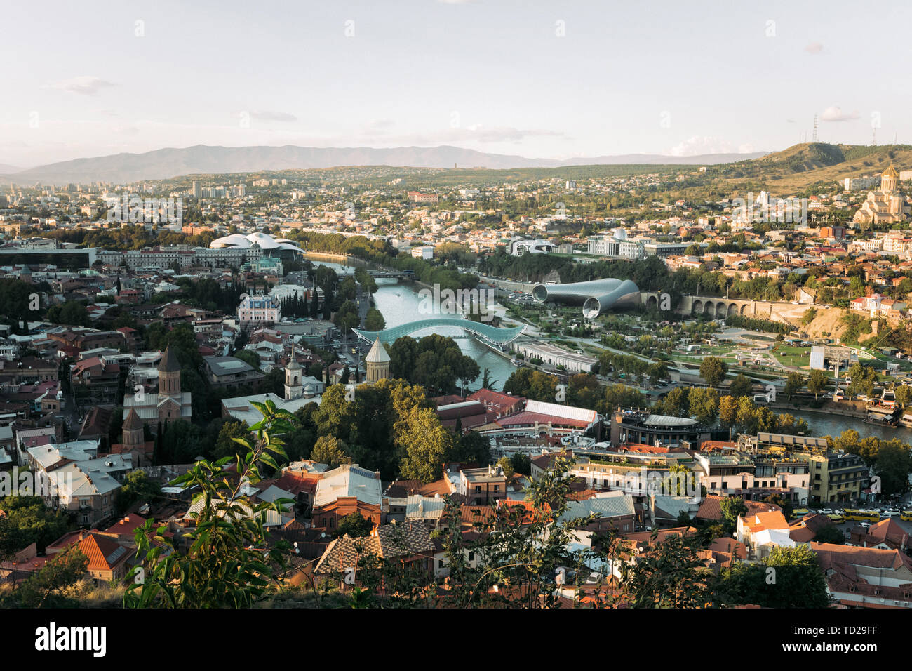 Panoramic view of Tbilisi city. old town and modern architecture Stock ...
