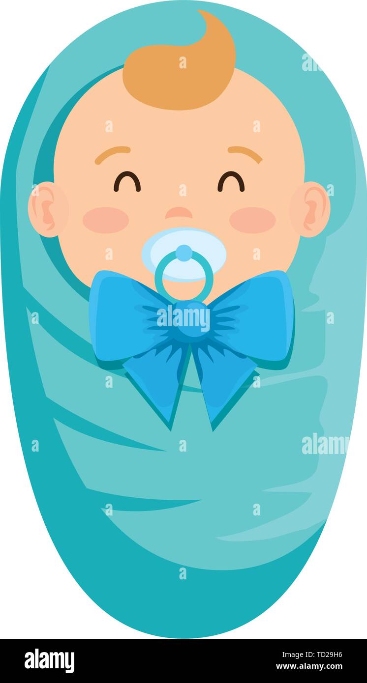 cute little baby boy with pacifier character Stock Vector Image & Art ...