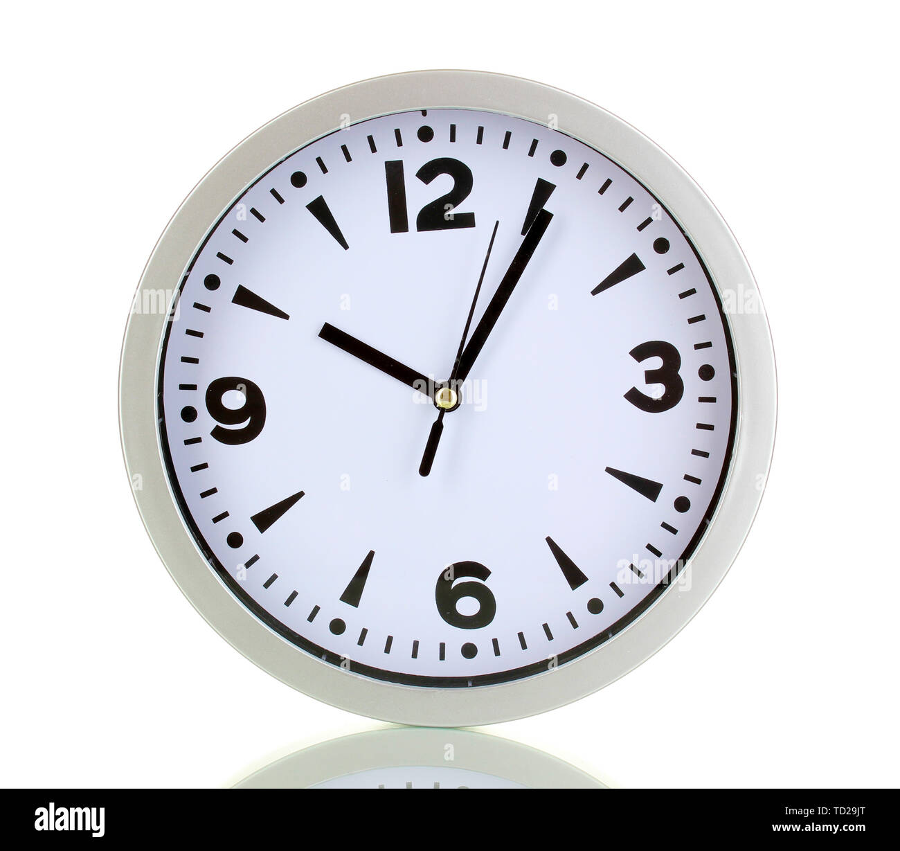 Round office clock isolated on white Stock Photo - Alamy